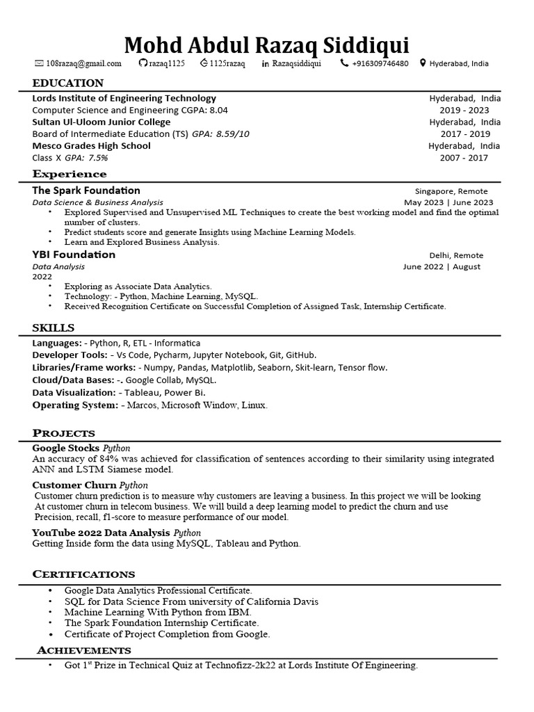 Razaq Resume | PDF