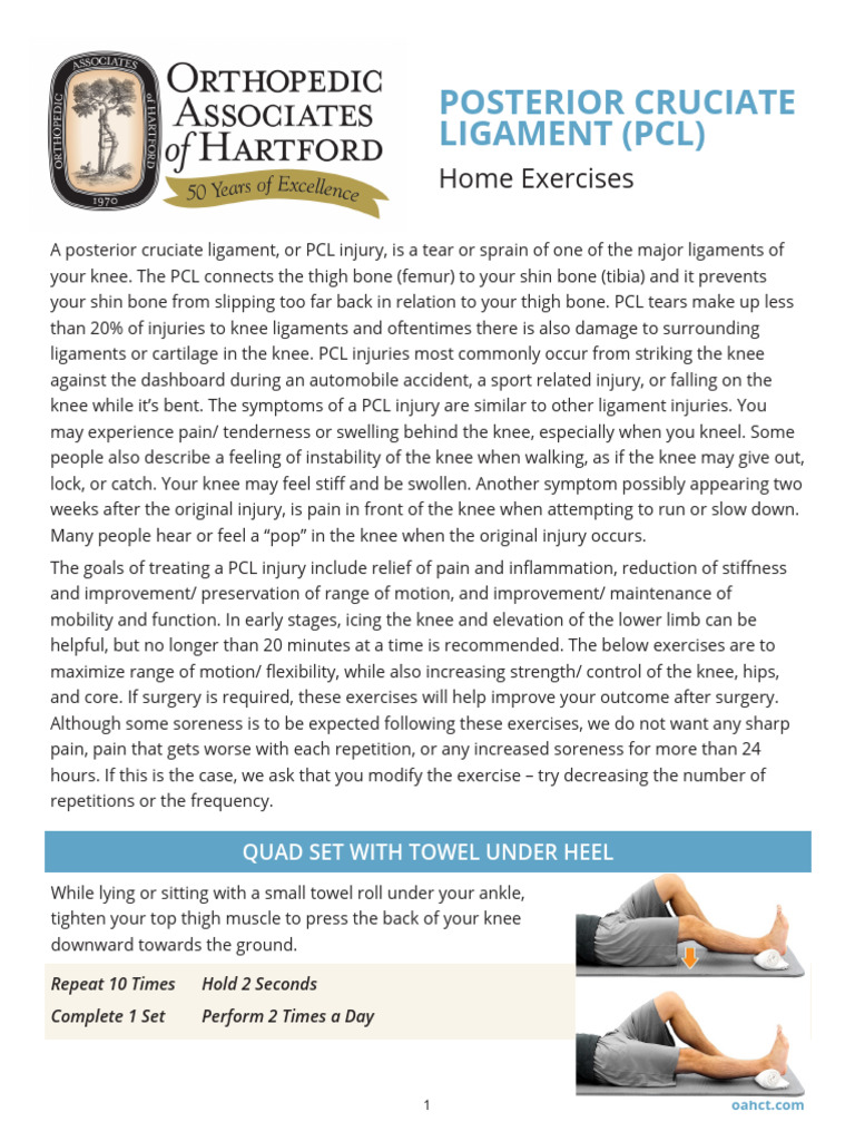 PCL Injury Rehabilitation Exercises | PDF | Knee | Clinical Medicine