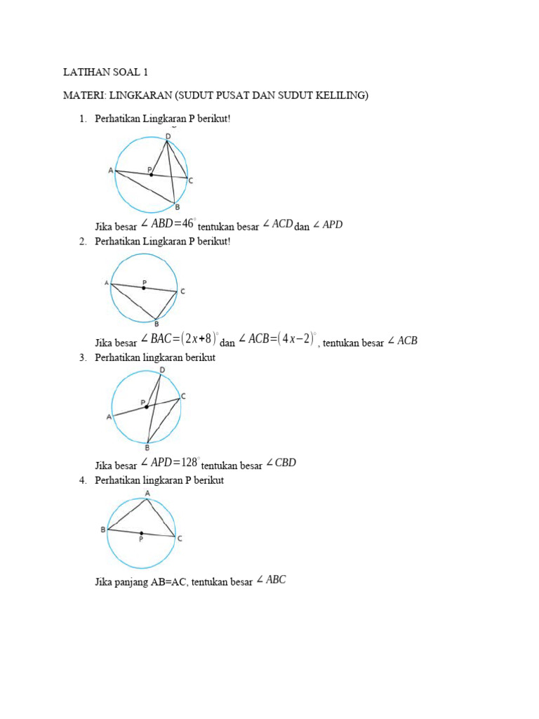 Latihan Soal 1 Lingkaran | PDF | Metode & Bahan Ajar | Sains & Matematika