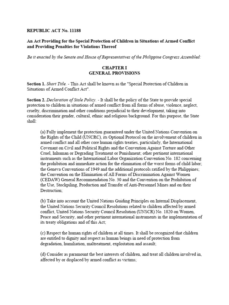 RA 11188 Special Protection of CIAC | PDF | Children's Rights ...