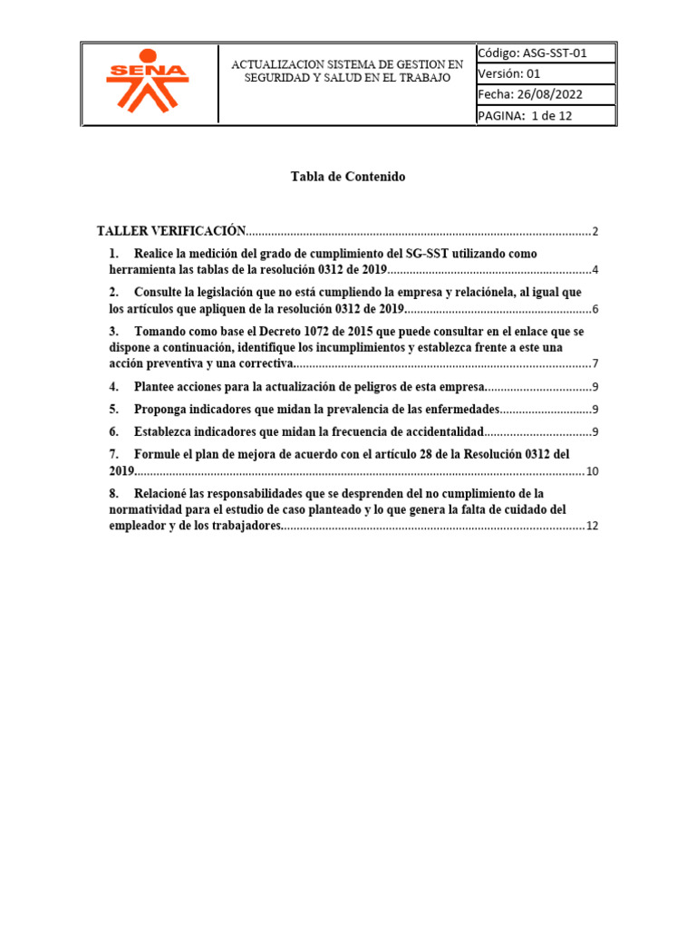 Taller Resuelto Sena 1 | PDF | Auditoría | Historial médico