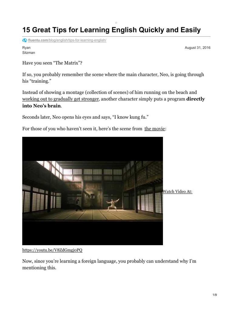 Tips For Learning English | PDF