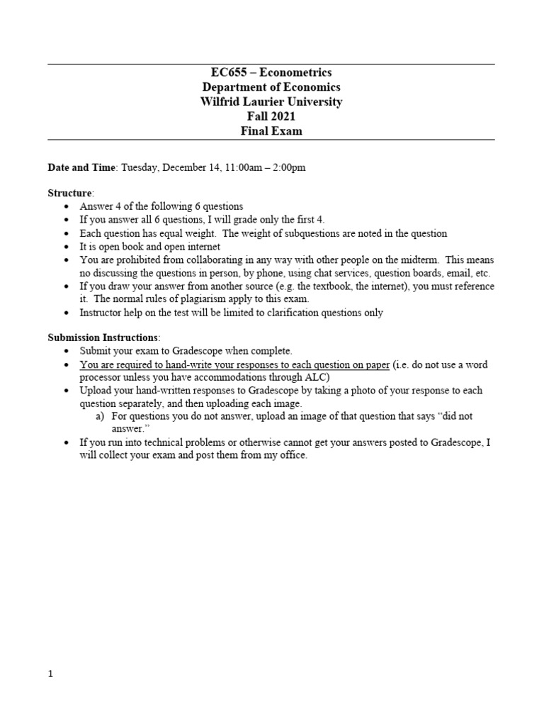 CC655 Final 2021 Key | PDF | Errors And Residuals | Fixed Effects Model