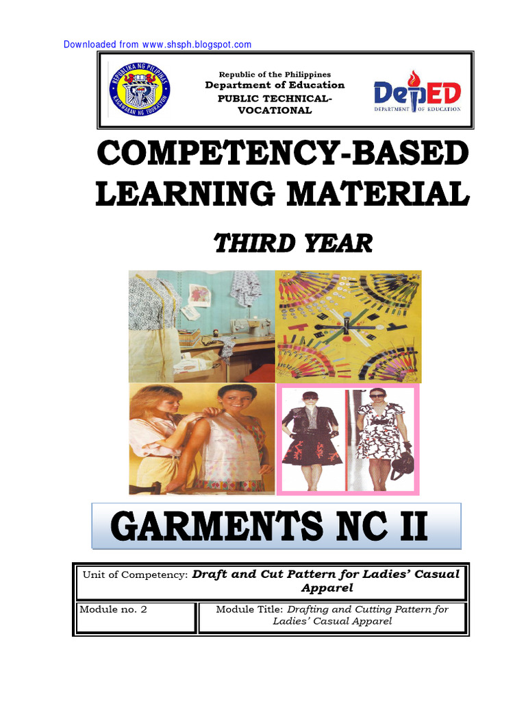 Y2 Module 2 Drafting and Cutting Pattern for Ladies' Casual Apparel ...