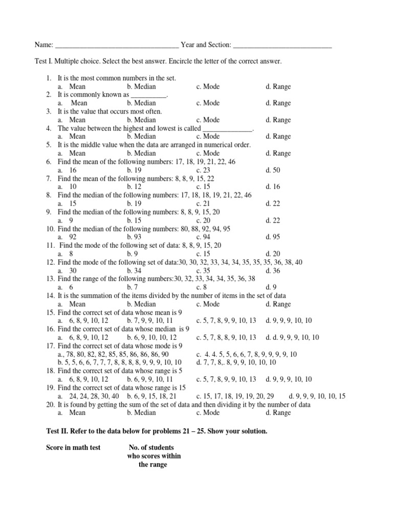 3rd Quarter Exam in Math 8 PDF Free | PDF | Mean | Median