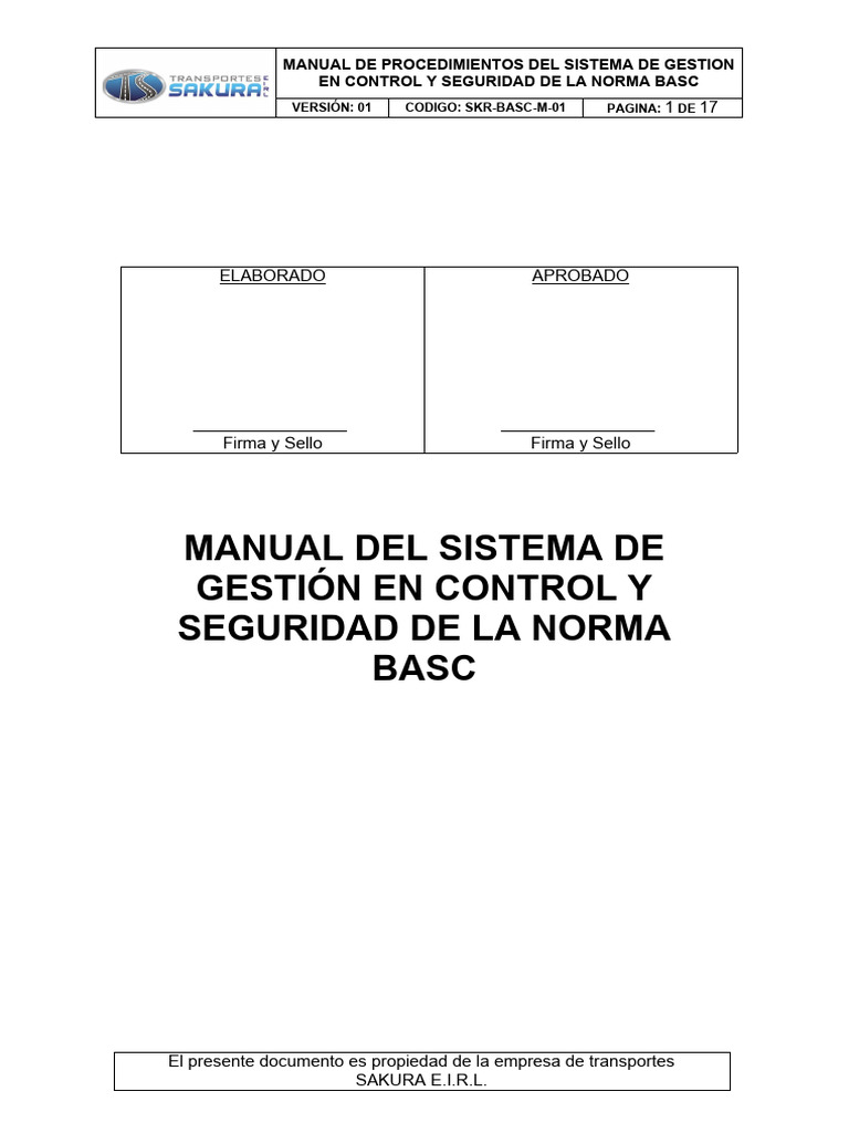 01 SKR-BASC-M-01 Manual BASC | PDF | Business | Auditoría
