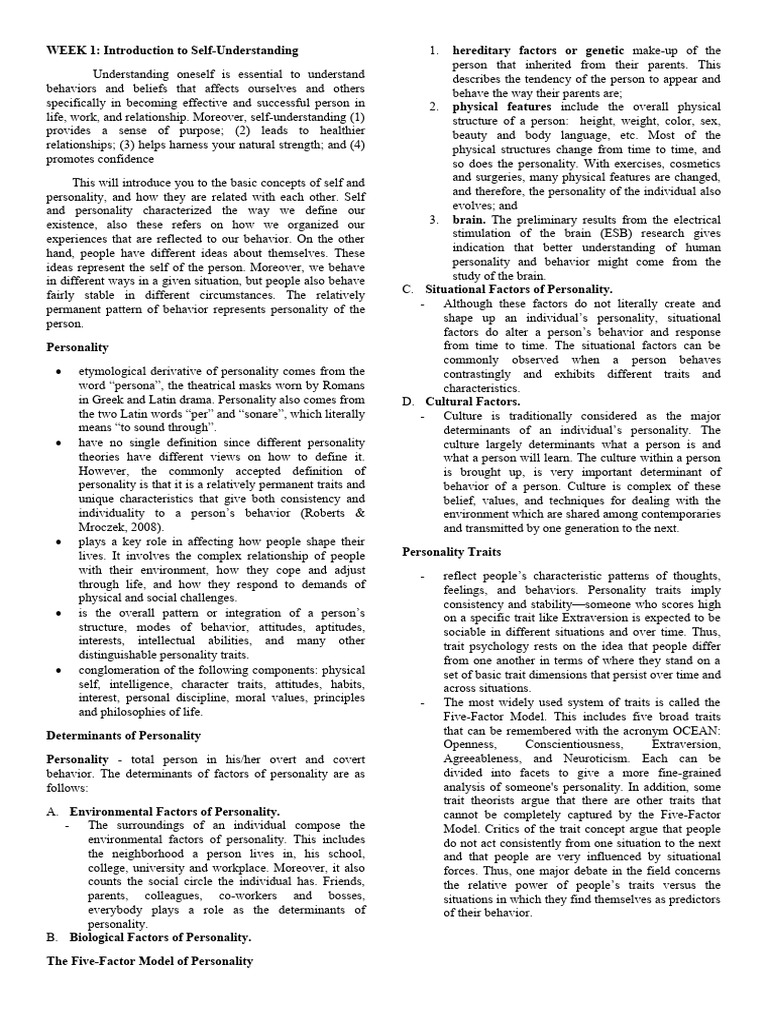 Week 1-8 Ged 101 | PDF | Id | Mind