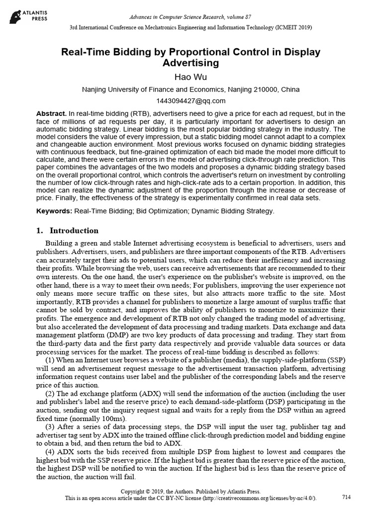 Real-Time Bidding by Proportional Control in Display Advertising | PDF | Auction | Computing