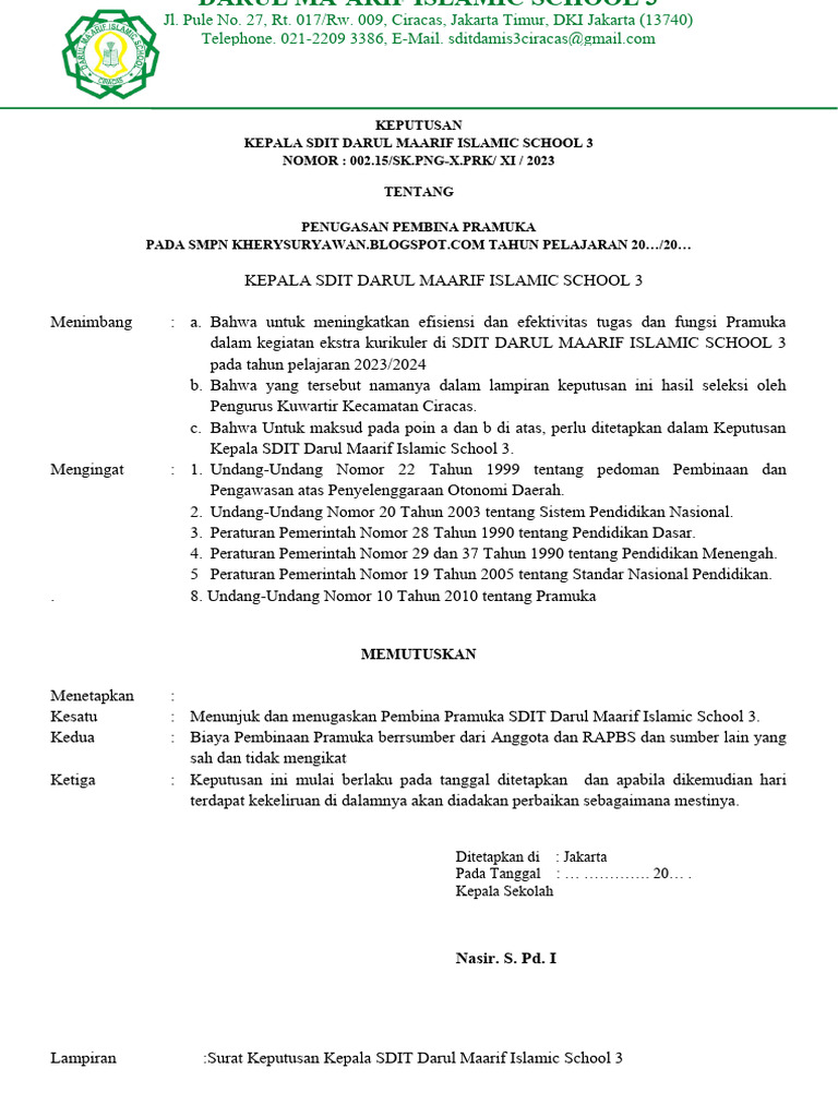 SK Pembina Pramuka 023024 | PDF