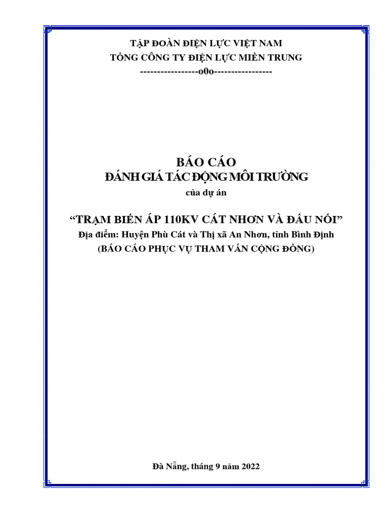 DTM Tba 110kv Cat Nhon Va Dau Noi 09.2022 | PDF