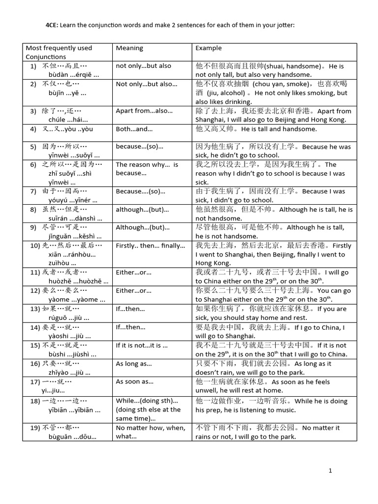 Conjunction Words Learning | PDF