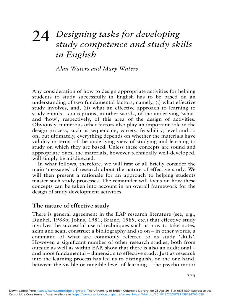 Designing Tasks For Developing Study Competence and Study Skills | PDF | Study Skills | Critical ...