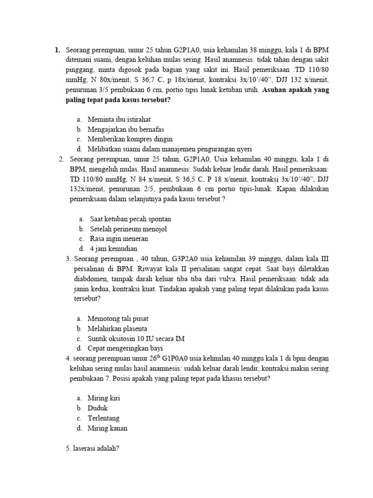 Soal Persalinan Erna-2 | PDF