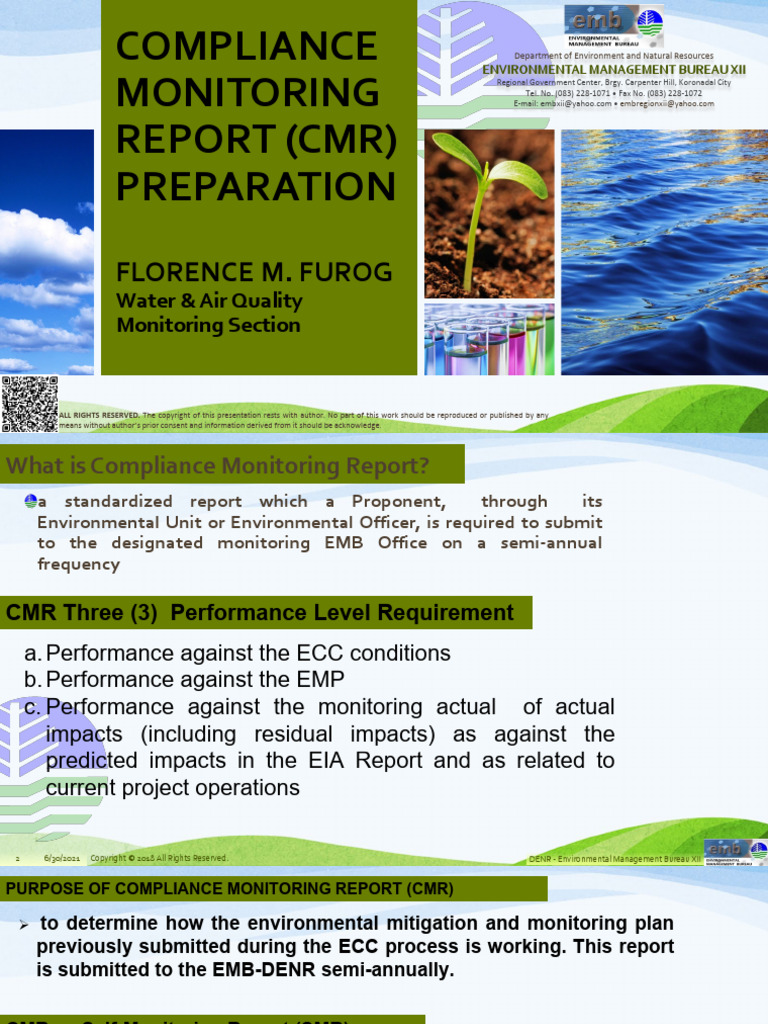 Compliance Monitoring Report Presentation (FUROG) | PDF | Waste | Regulatory Compliance