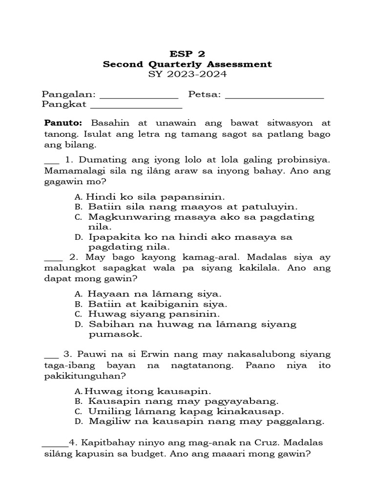 Esp 2 - Q2 - PT - New | PDF