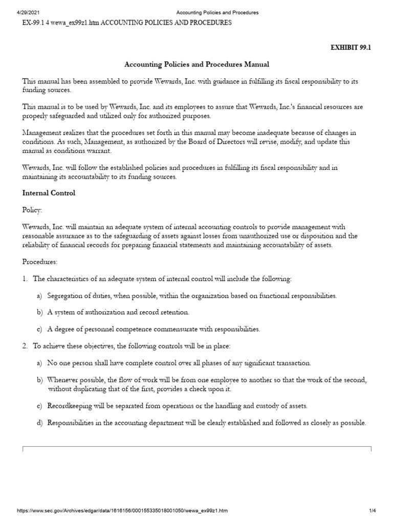 Accounting Policies and Procedures | Download Free PDF | Accounts ...