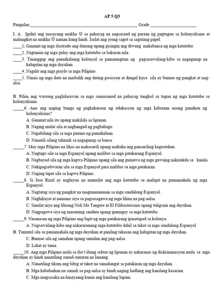 AP 5 Q3 For Wednesday | PDF