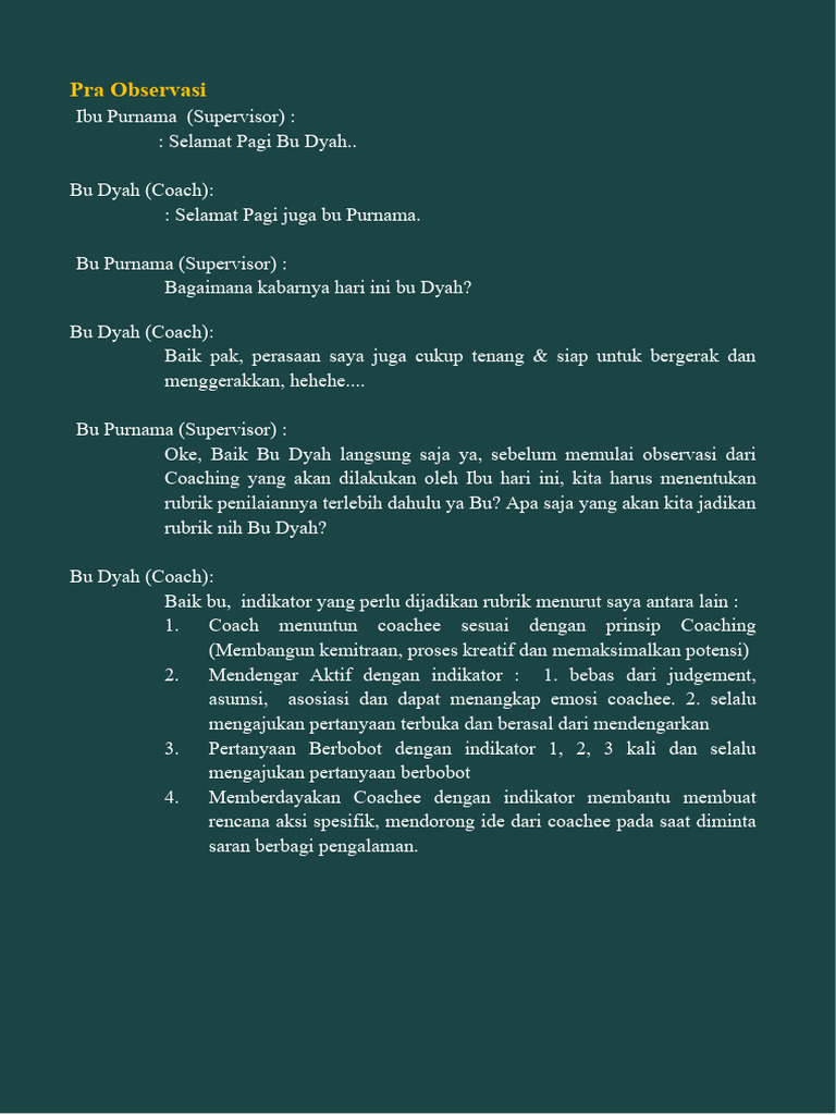 Skenario Praktek Coaching DK Modul 2.3 | PDF