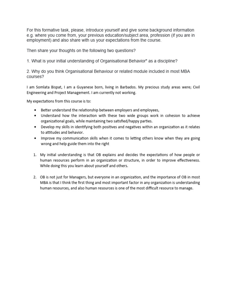 Week 1 task | PDF | Organizational Behavior | Leadership