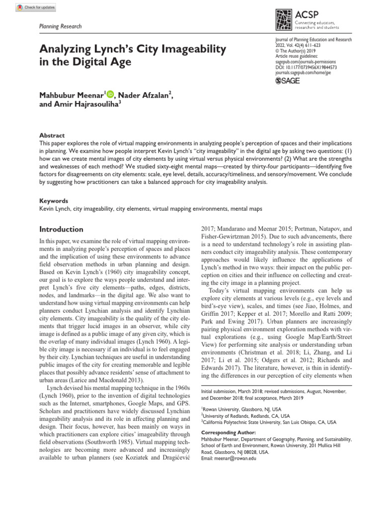Meenar et al. - 2022 - Analyzing Lynch’s City Imageability in the ...