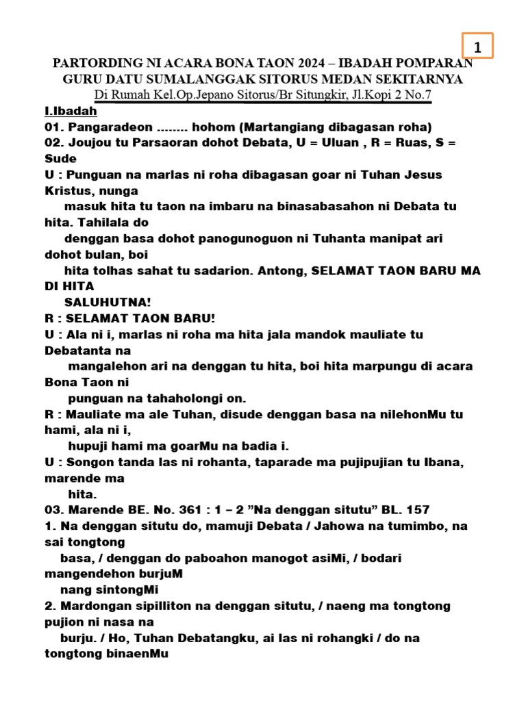 Partording Ni Acara Bona Taon 2024 | PDF