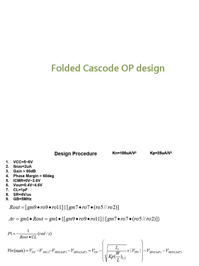 Folded Cascode OTA Design Guide | PDF | Electrical Circuits | Information And Communications ...