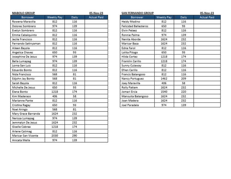 Daily Collection Sheet NEW | PDF