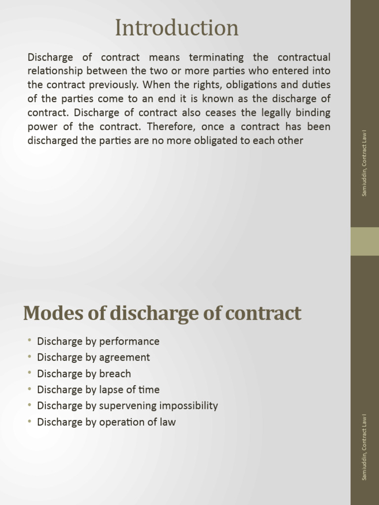 Discharge of Contract | Download Free PDF | Breach Of Contract | Rules