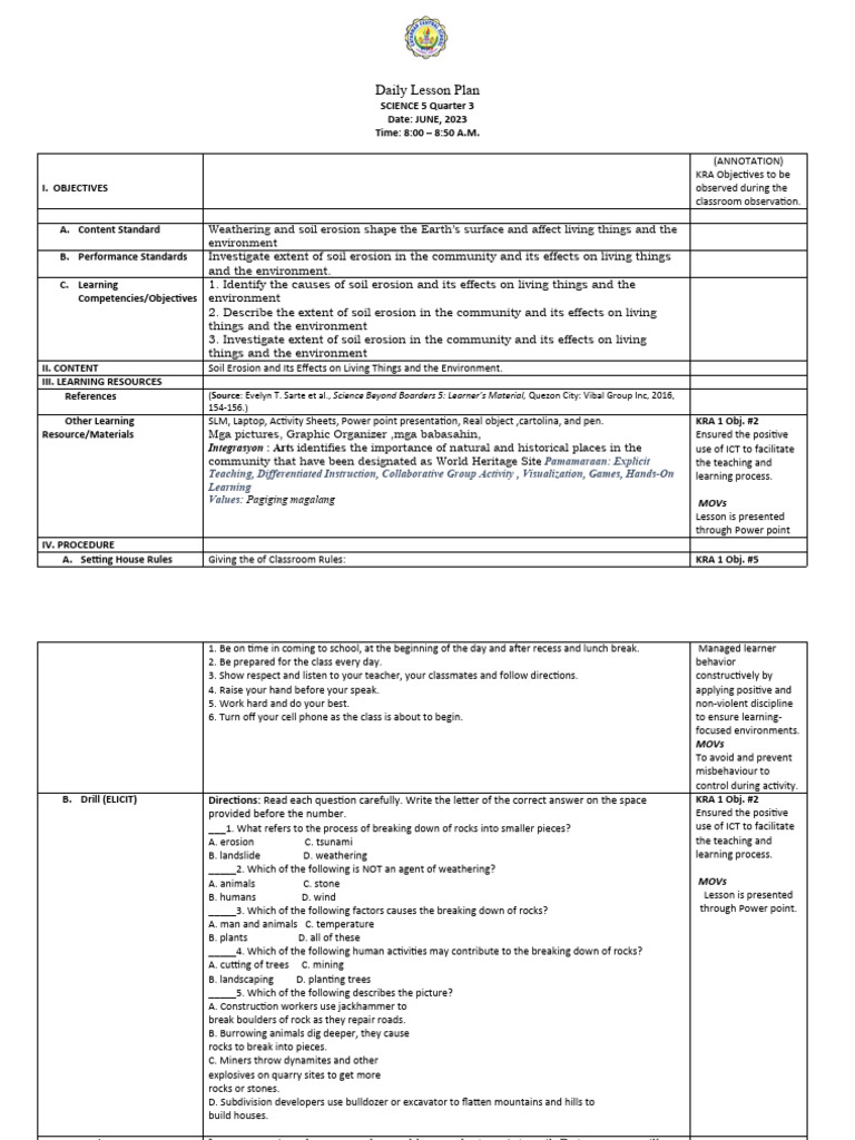 Daily Lesson Plan COT Q4 23 | PDF