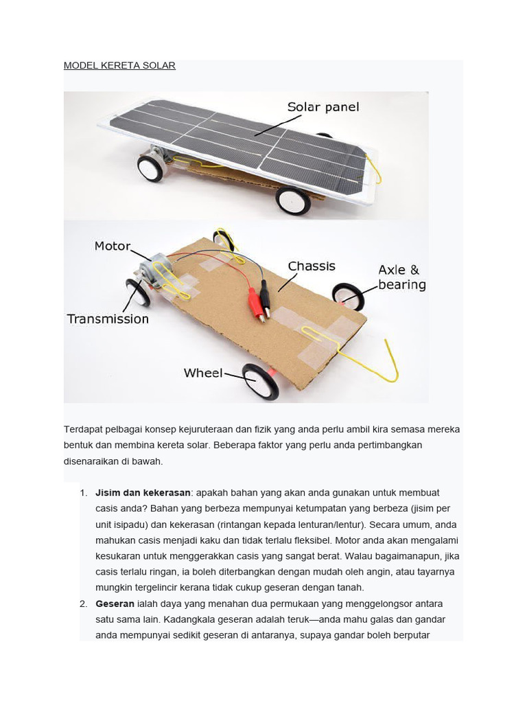 Model Kereta Solar | PDF