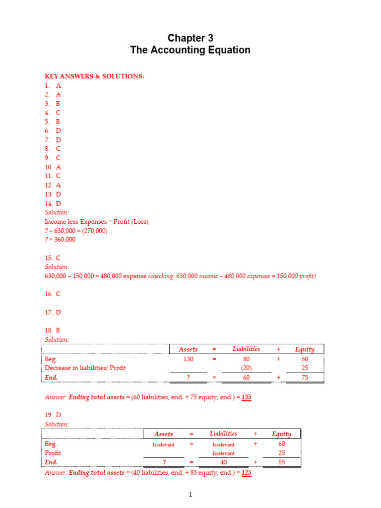 Quizzes - Chapter 3 - Acccounting Equation Answer Key | PDF | Equity ...