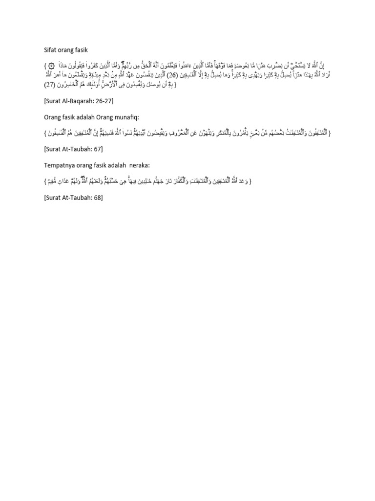 Sifat Orang Fasik | PDF