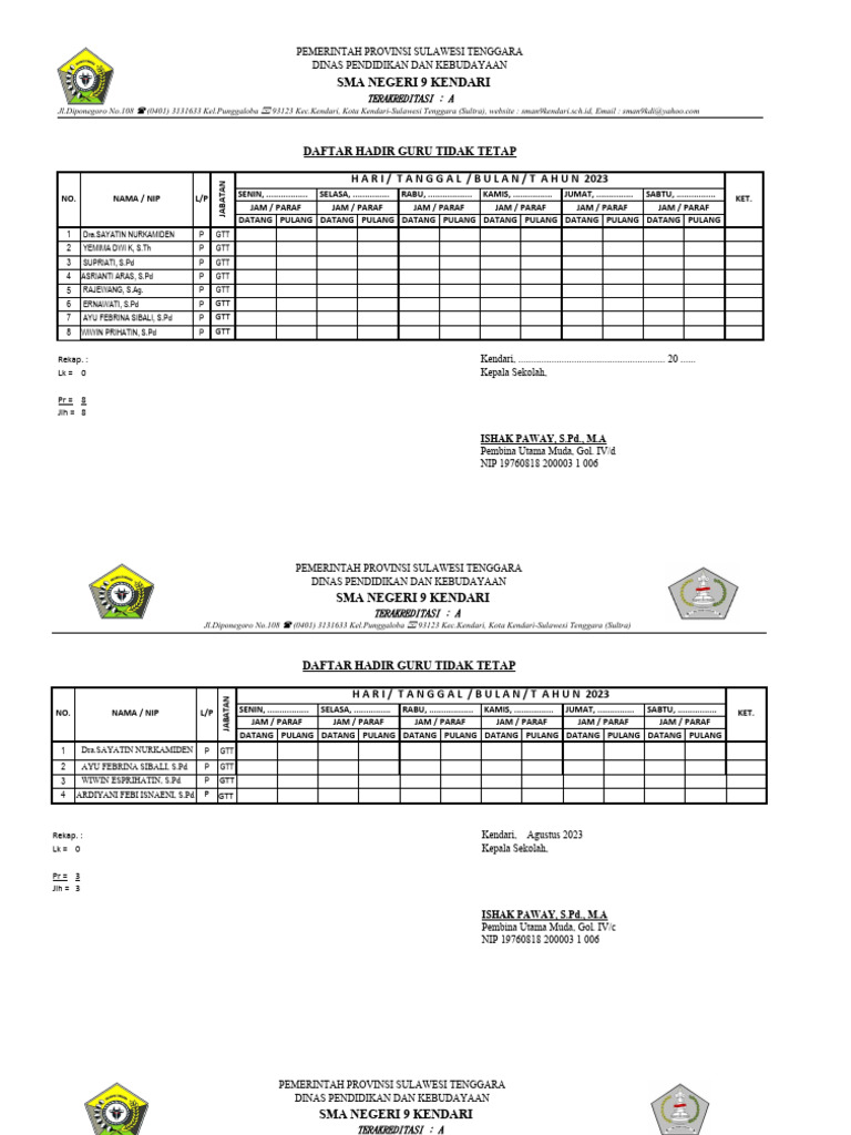 Absen GTT Dan PTT | PDF