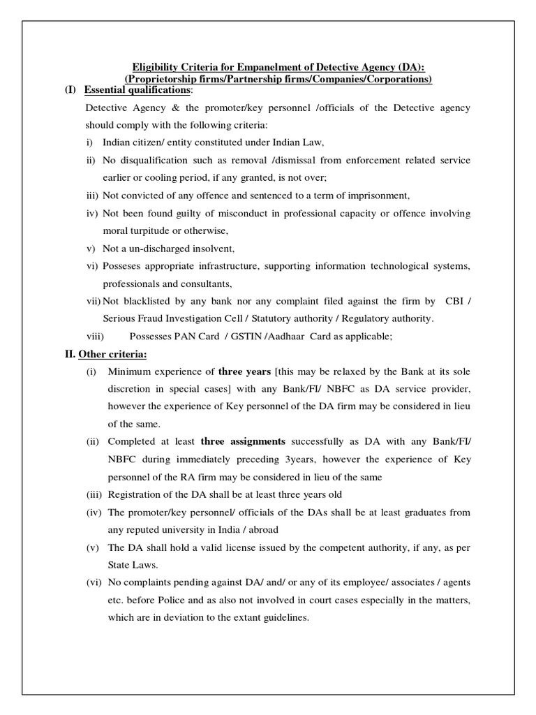 IDBI Annexure D Formats Detective Agency | PDF | Detective | Common Law