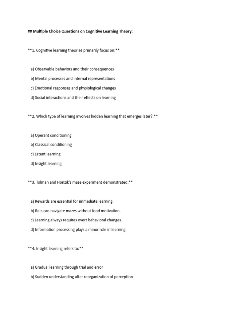 Cognitive Learning Theory | PDF | Behaviorism | Learning