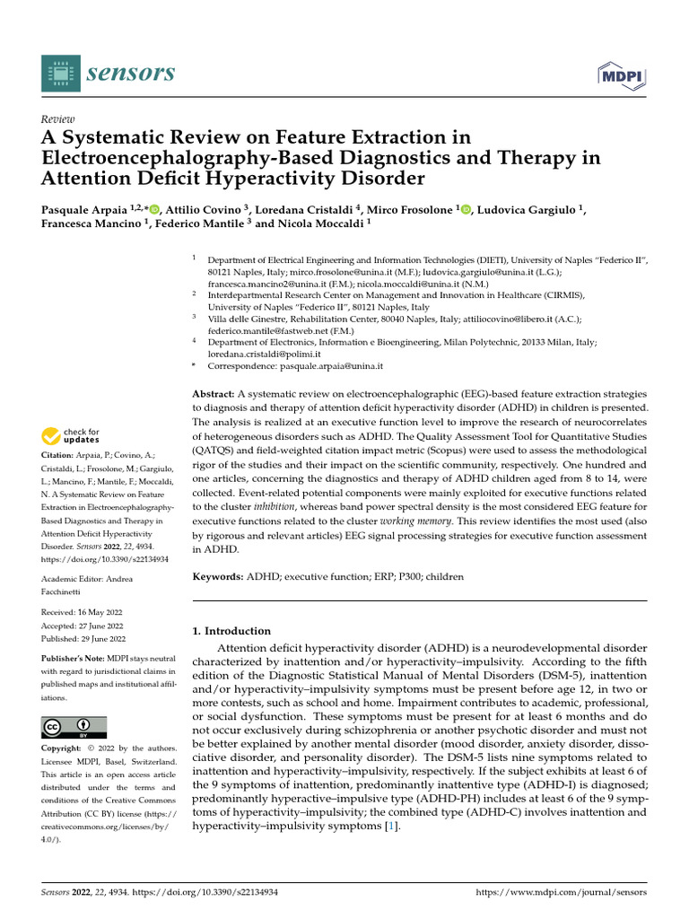 A Systematic Review On Feature Extraction in Q2 2022 Electroencephalography-Based Diagnostics ...