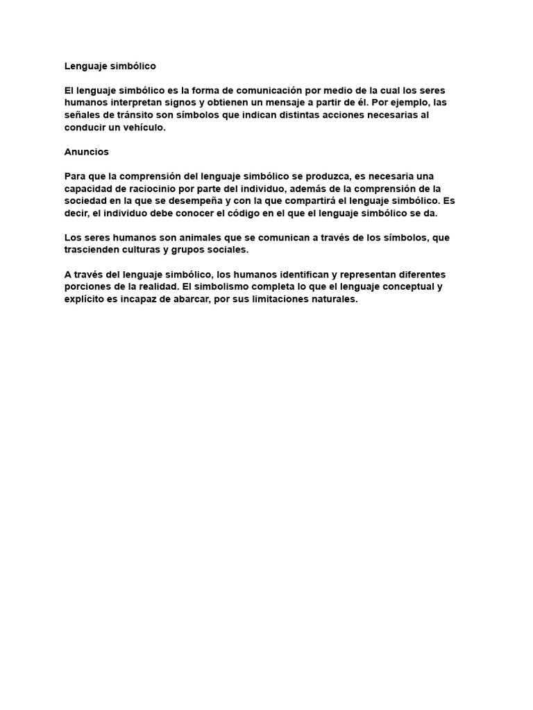 Comprensión del Lenguaje Simbólico | PDF