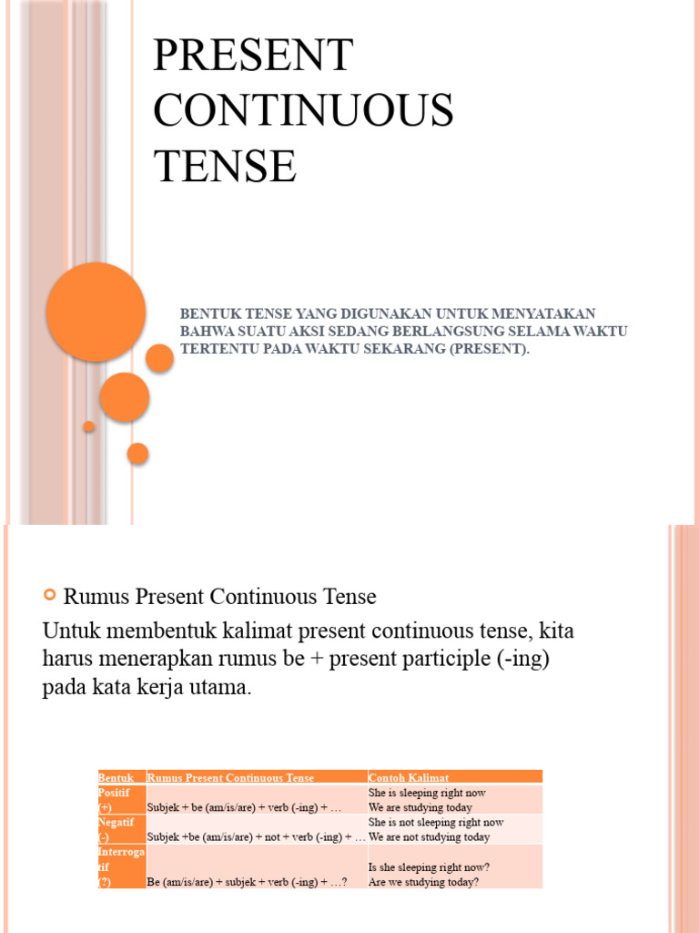 Present Continuous Tense | PDF