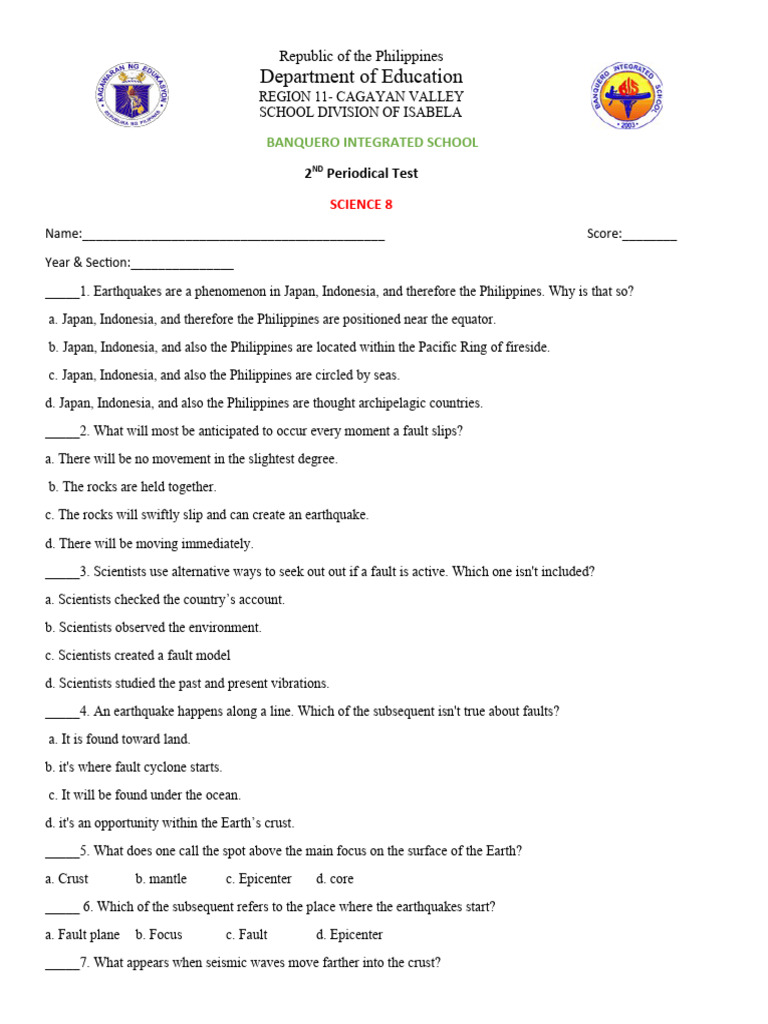 2nd Periodical Test (SCIENCE 8) 2021-2022) | PDF