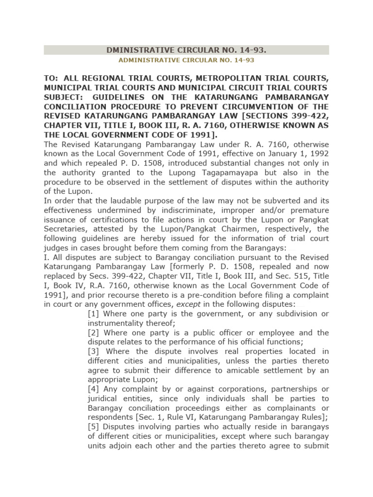 Administrative Circular No | PDF | Mediation | Complaint