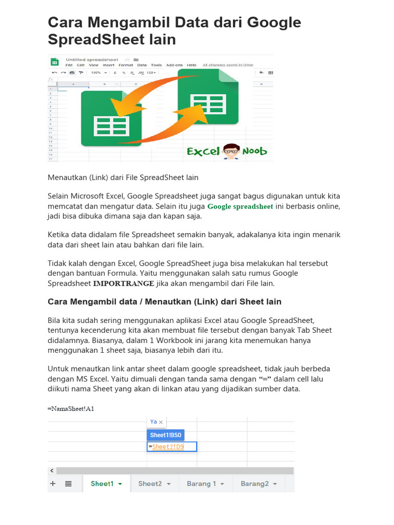 Cara Mengambil Data Dari Google SpreadSheet Lain | PDF