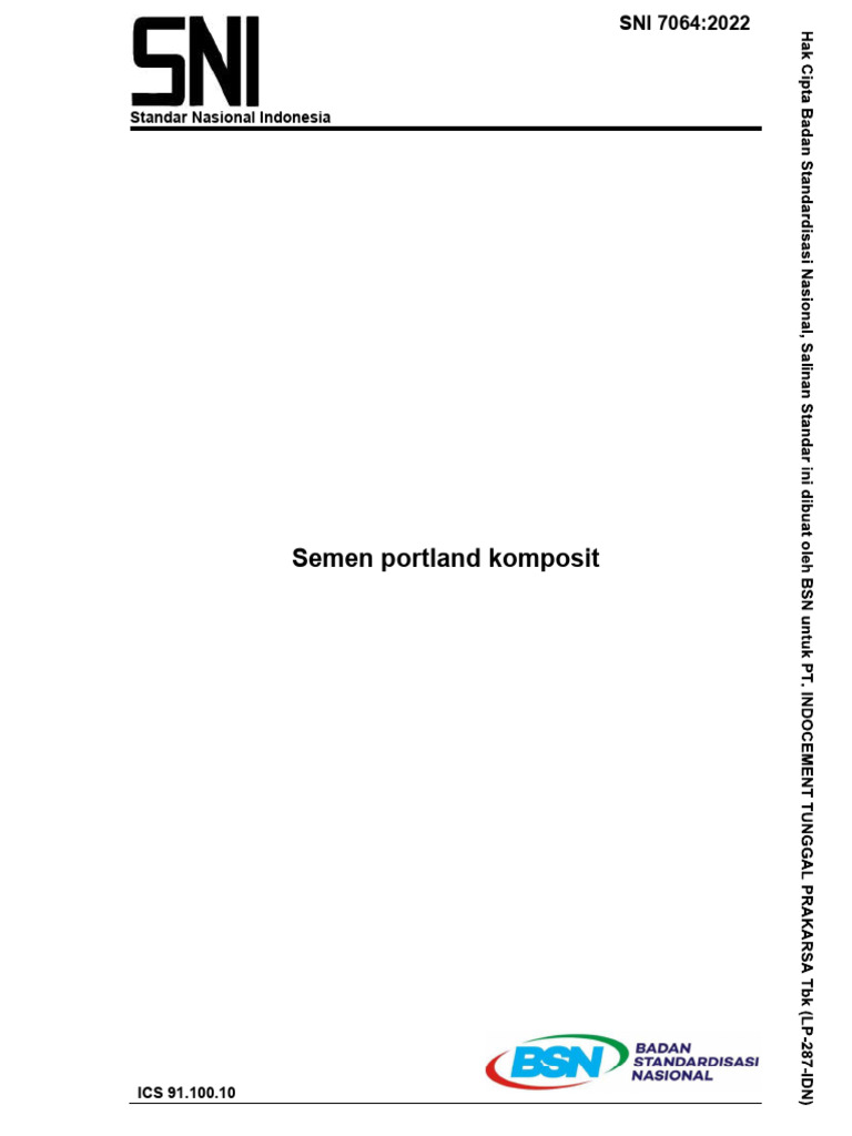 SNI 7064 2022 Portland Cement Composite PCC | PDF
