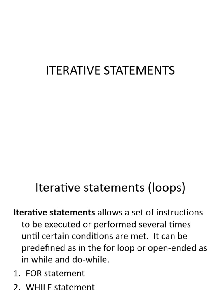 Iterative Statement D | PDF