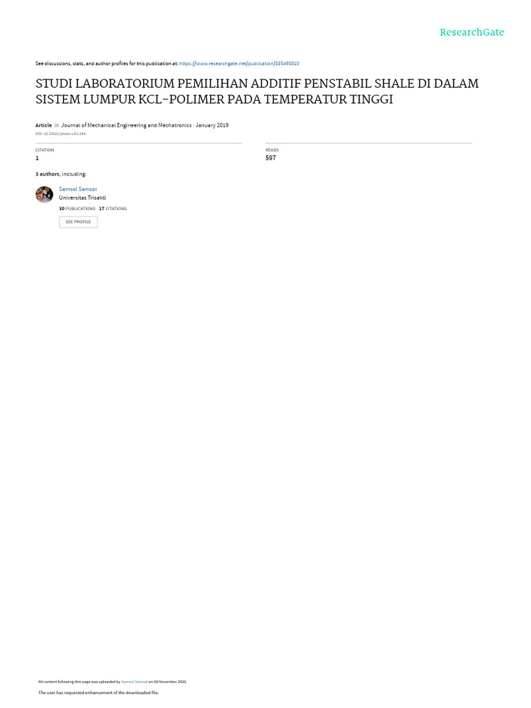 Studi Laboratorium Pemilihan Additif Penstabil Sha | PDF