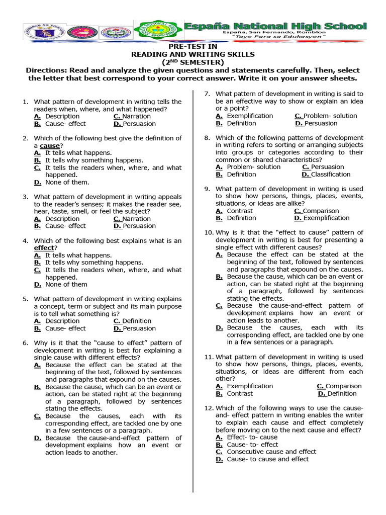 PRE-TEST RWS (3rd) | PDF | Mitosis | Meiosis