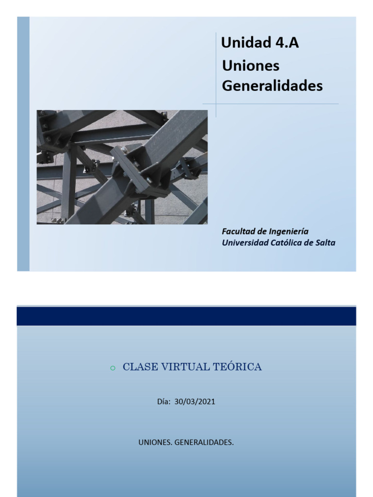 Unidad 4.A. Uniones Generalidades | PDF | Soldadura | Construcción