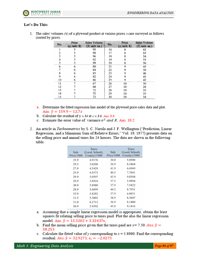 Math 3 Module 3 Lesson 1 Exercise | PDF