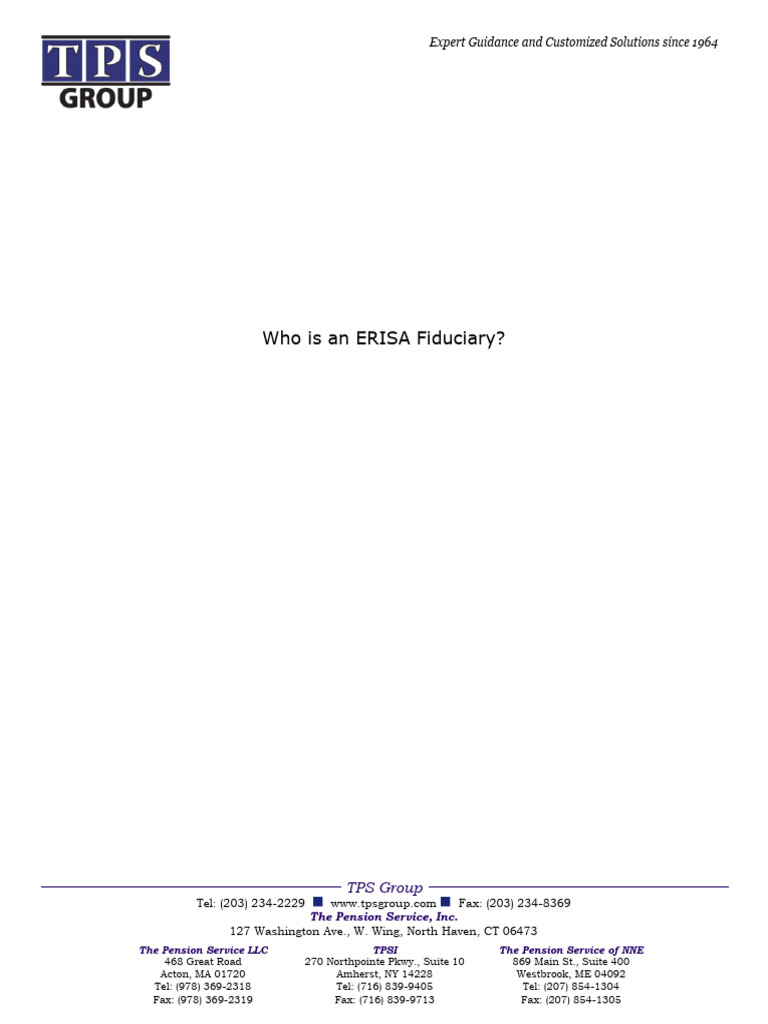 What Is An ERISA Fiduciary | PDF | Fiduciary | Trustee