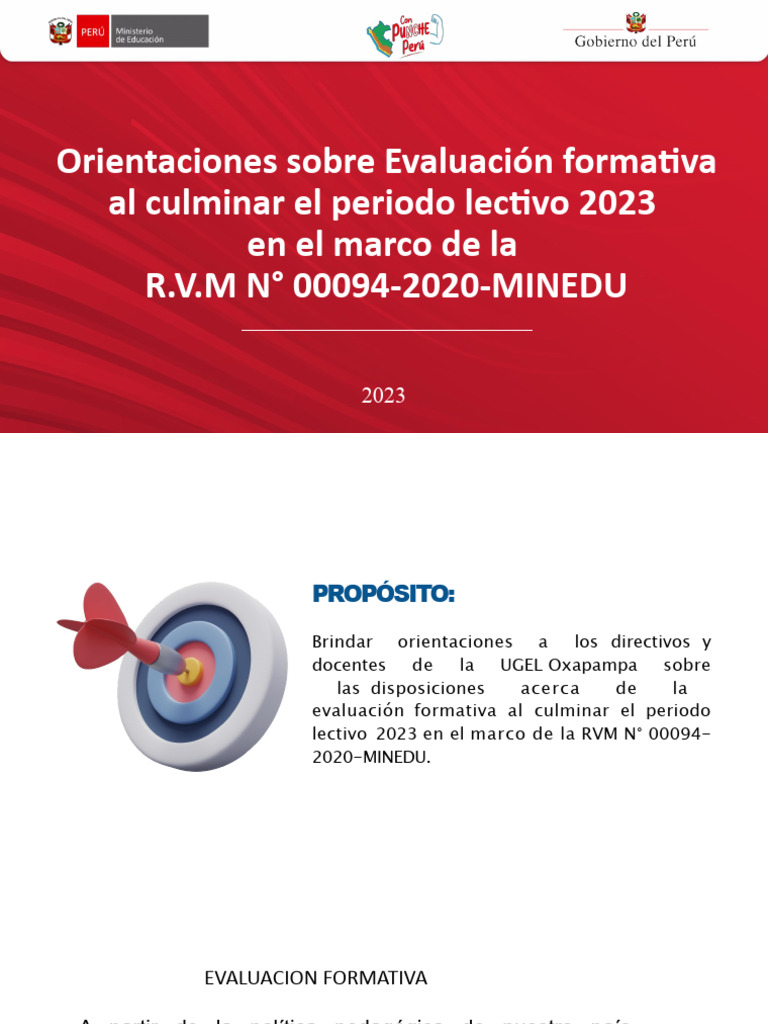 Evaluación Formativa Al Finalizar 2023 - RVM 00094-2020-Minedu-Secundaria | PDF | Evaluación ...