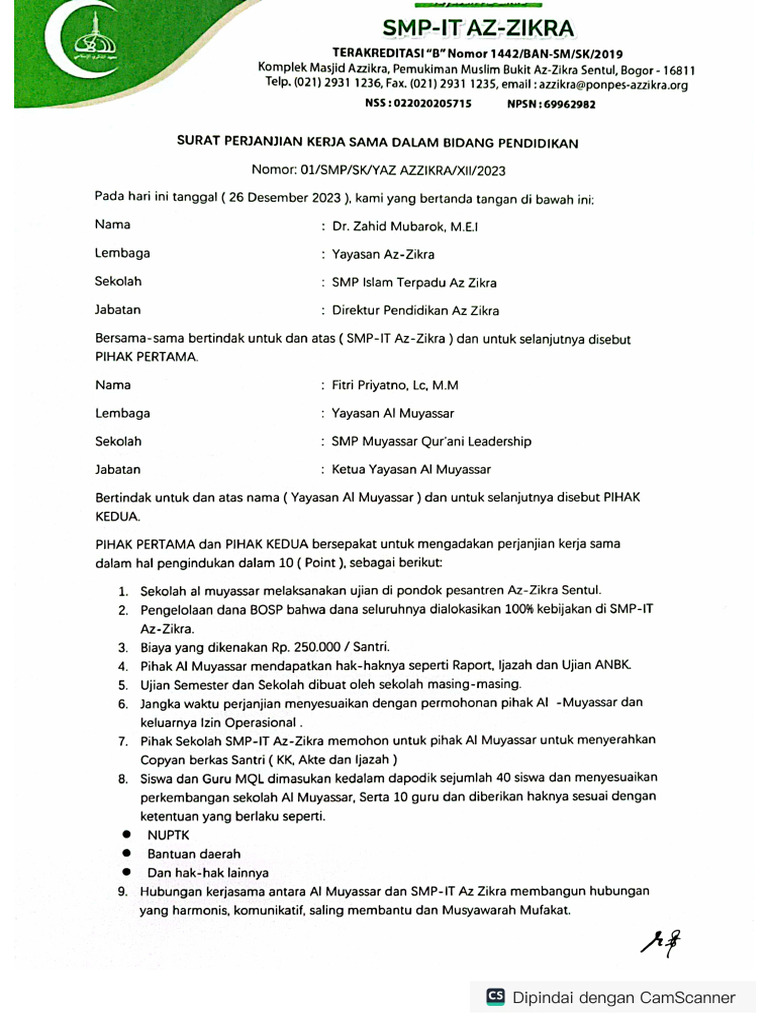 MOU Pengesahan | PDF